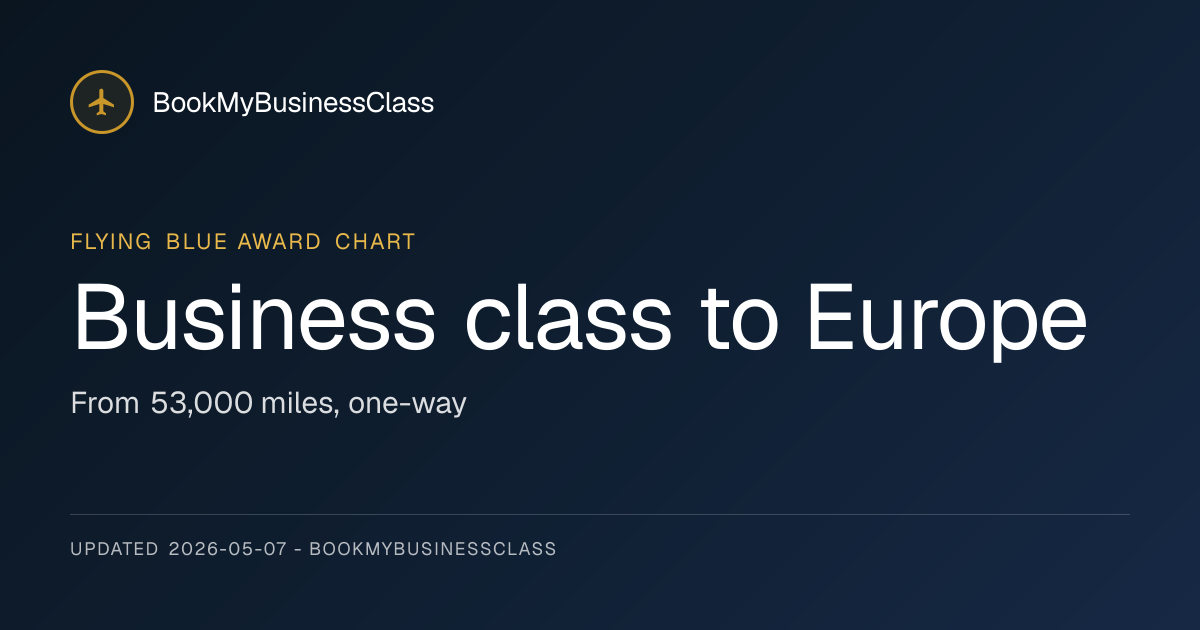 Flying Blue business class to Europe — award chart